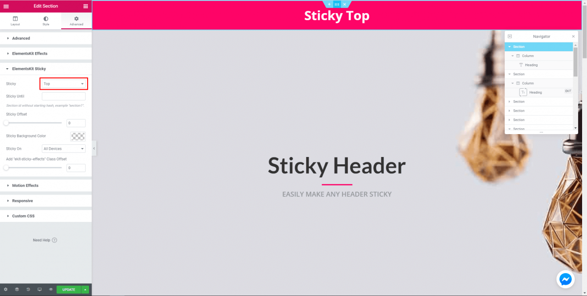 Sticky Contents For Elementor Page Builder | ElementsKit