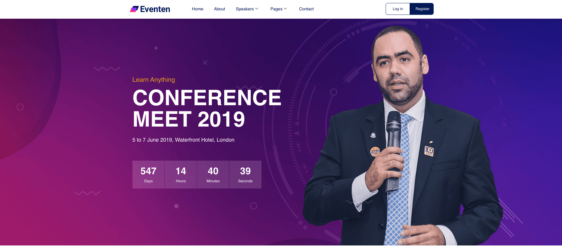 Modelo de site de evento Elementor - ElementsKit | Wpmet