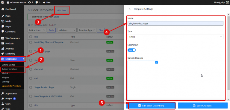 How to use ShopEngine Gutenberg Template