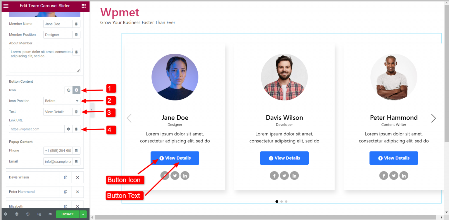 How To Create Team Member Carousel in Elementor - Wpmet