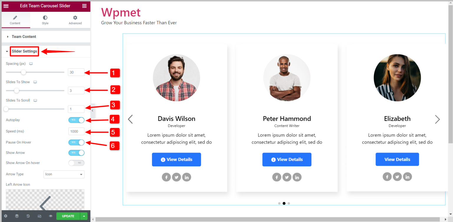 How To Create Team Member Carousel in Elementor - Wpmet
