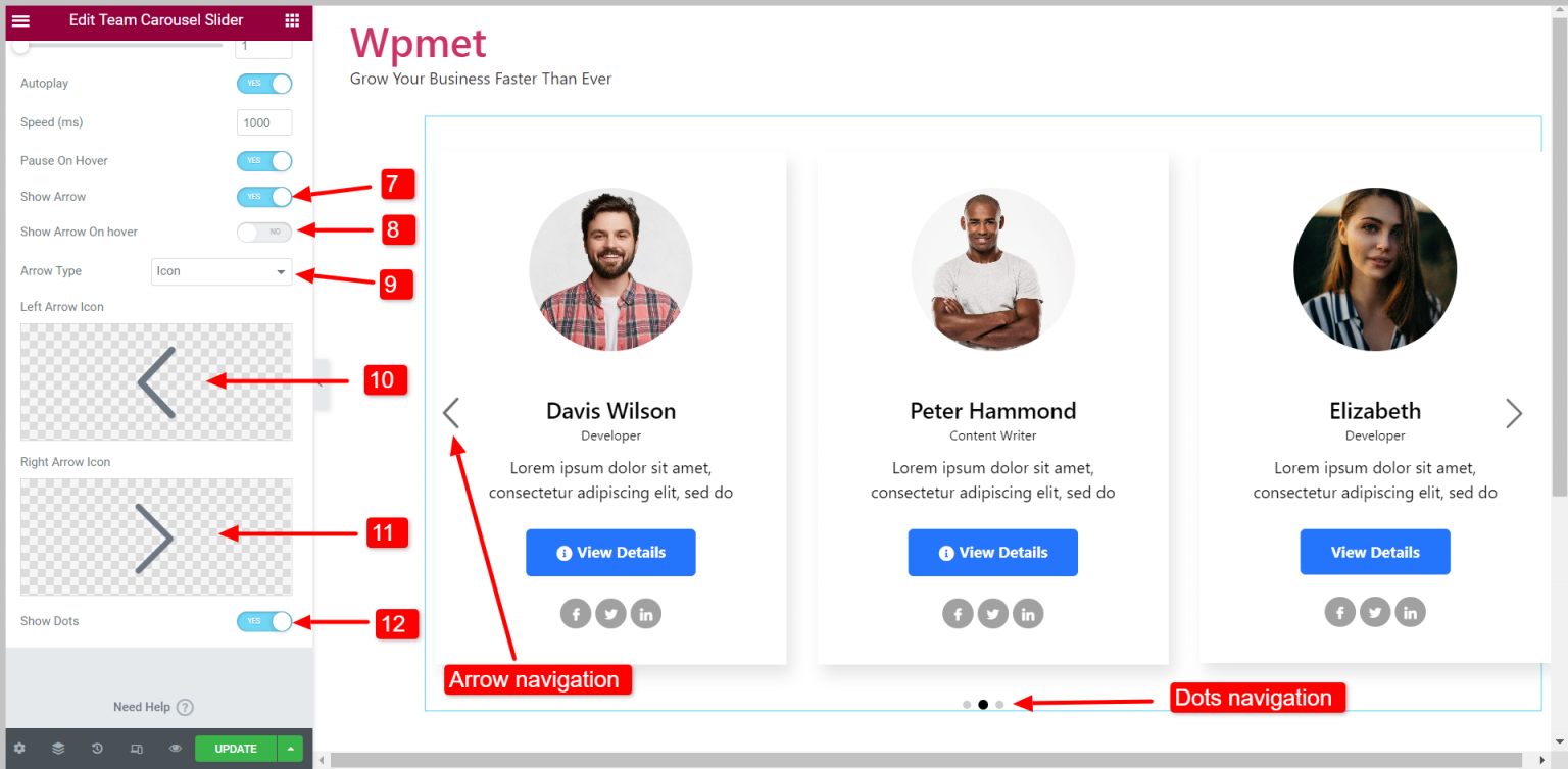 How To Create Team Member Carousel in Elementor - Wpmet