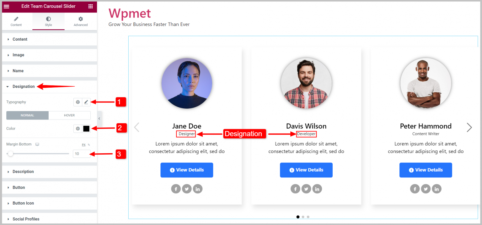 How To Create Team Member Carousel in Elementor - Wpmet