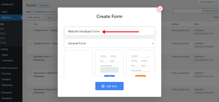 How to Create a Feedback Form using MetForm