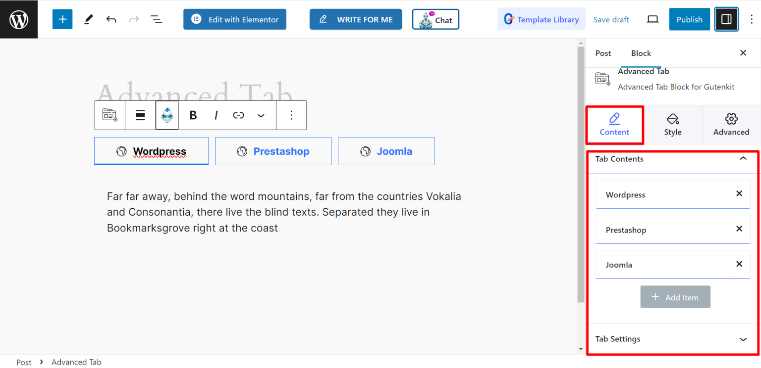 GutenKit Advanced Tab Block