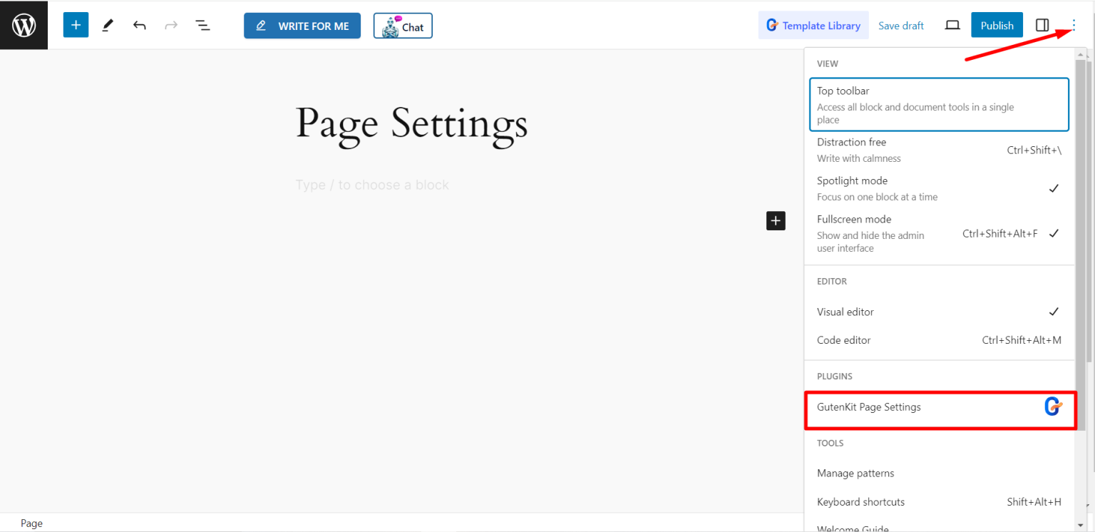 GutenKit Page Settings