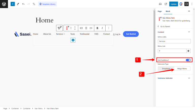 How To Create A WordPress Mega Menu in Gutenberg - Wpmet