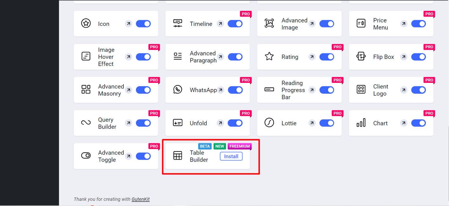 GutenKit Table Builder Block